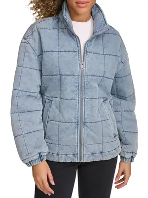 LEVI'S Levi's Box Quilted Water Resistant Cotton Jacket Light Wash Denim