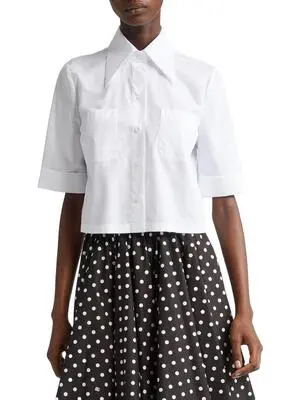 Dolce & Gabbana Point Collar Crop Shirt - W0800 Bianco Ottico