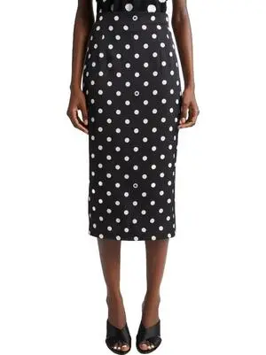 Dolce & Gabbana Polka Dot Pencil Skirt - Black