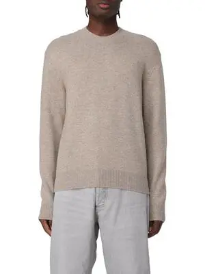 Bottega Veneta Crew Neck Sweater With Suede Elbow Patches - Beige