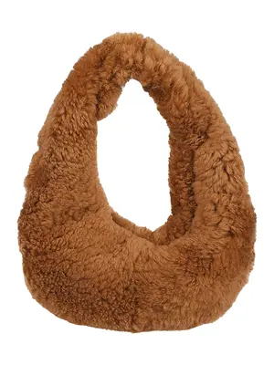 ANITA BILARDI Faux Fur Shoulder Bag - Camel