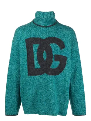 Dolce & Gabbana Intarsia-knit Logo Sweater - Blue