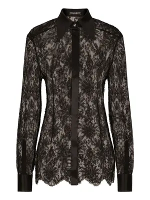 Dolce & Gabbana Floral Lace Shirt - Black