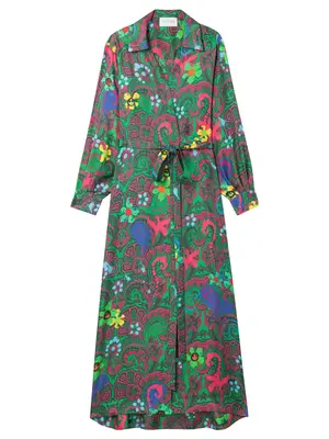 AZ FACTORY PRE Az Factory Paisley Print Long Wrap Dress - Green