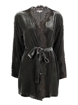 Gold Hawk Velvet Long Duster - Grey