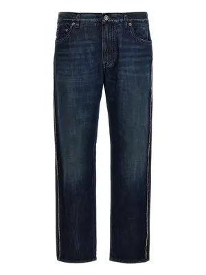 Dolce & Gabbana Fringed Stitching Jeans - Blue