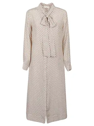 CRIDA MILANO Polka Dot Silk Midi Dress - White