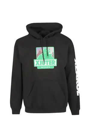 IUTER Printed Cotton Hoodie - Black
