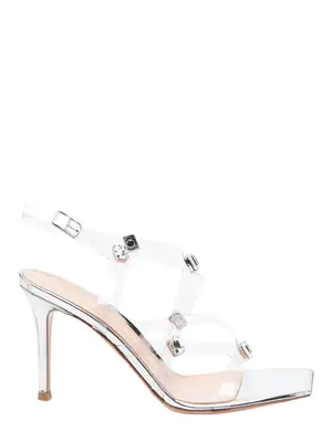 GIANVITO ROSSI Crystal Embellished Stiletto Sandals - Grey