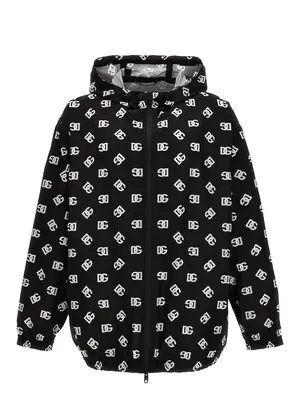 Dolce & Gabbana Logo Print Hooded Jacket - White/black