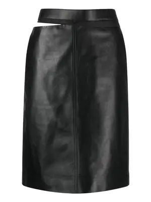 Fendi Leather Midi Skirt - Black