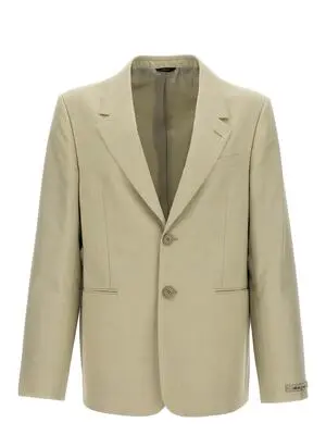 Fendi Single Breasted Wool Blazer - Beige