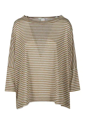 SHIRT C-ZERO Linen Striped Sweater - Brown