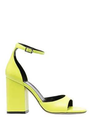 Paris Texas Fiona Leather Heel Sandals - Green
