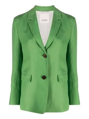 Max Mara Single Breasted Linen Blazer - Green