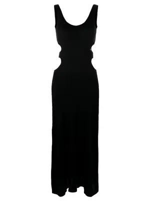 Chloé Linen Blend Silk Long Dress - Black