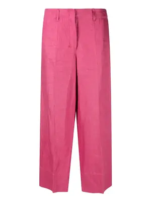 Max Mara Wide Leg Linen Trousers - Fuchsia