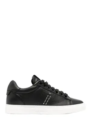 E 'CLAT Emporio Armani Logo Leather Sneakers - Black