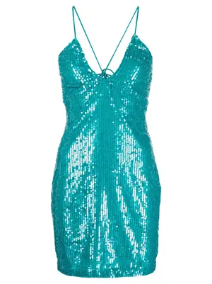 PAROSH P.a.r.o.s.h. Sequined Mini Dress - Clear Blue