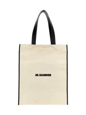 JIL SANDER Medium Flat Shopper - White/black