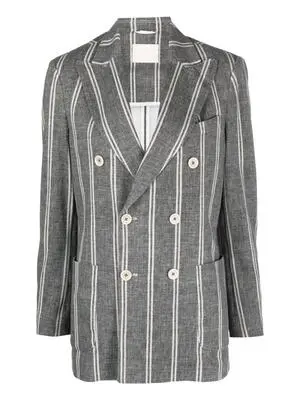 CIRCOLO 1901 Striped Double Breasted Jacket - Black