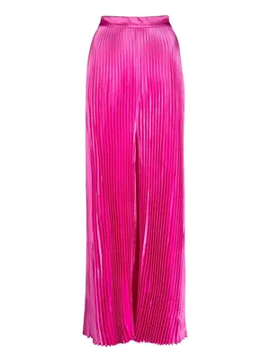 L'IDEE WOMAN High Waisted Pleated Wide Leg Pants - Fuchsia
