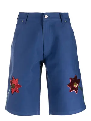 SKY HIGH FARM WORKWEAR Embroidered Denim Shorts - Blue