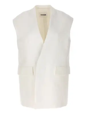 JIL SANDER Oversize Tailored Vest - White