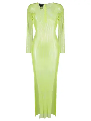 SANTA BRAND Santa Brands Rhinestone-embellished Mesh Maxi Dress - Green
