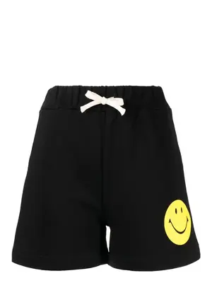 Joshua Sanders Smiley Logo Cotton Shorts - Black