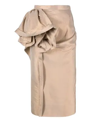 MAISON MARGIELA Floral Detail Midi Skirt - Beige