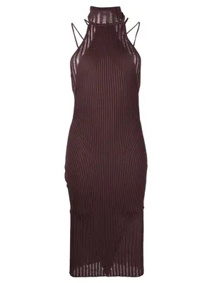 ANDREĀDAMO Ribbed Knit Midi Dress - Beige