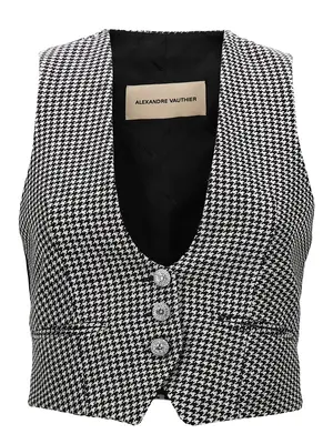 Alexandre Vauthier Houndstooth Waistcoat - White/black