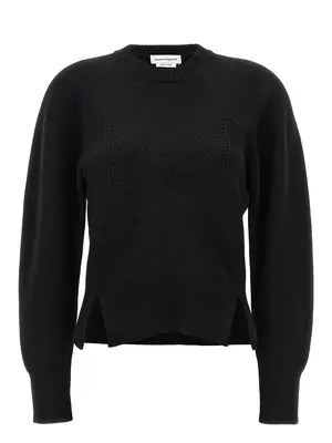 Alexander McQueen Chevron Corset' Sweater - Black