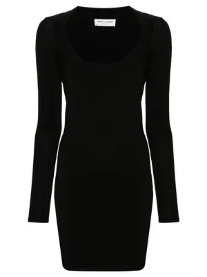Saint Laurent Knitted Mini Dress - Black