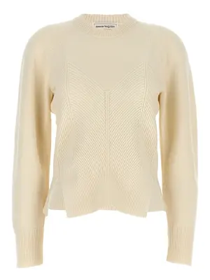 Alexander McQueen Chevron Corset' Sweater - White