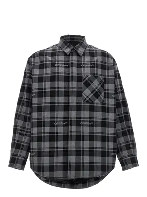Off White Check Flannel Padded' Jacket - Gray