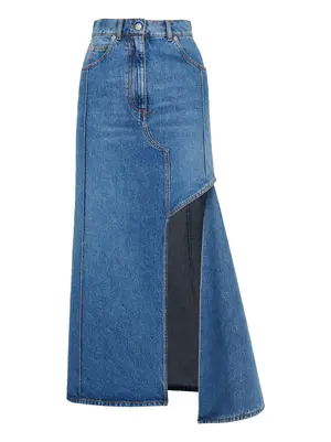 Alexander McQueen Denim Midi Skirt - Blue