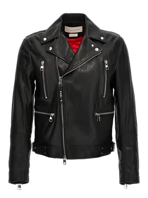 Alexander McQueen Texture Leather Jacket - Black