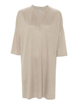 Majestic International Linen Blend Tunic Dress - Dove Grey