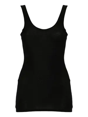 Majestic International Ribbed Viscose Tank Top - Black
