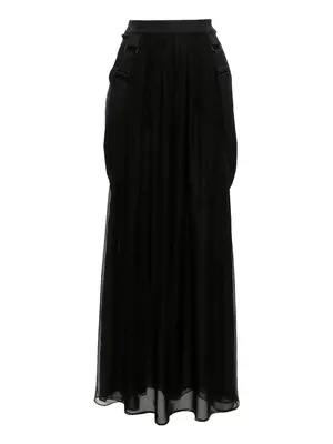 Max Mara Silk Chiffon Long Skirt - Black
