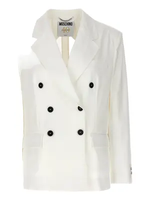 Moschino Double-breasted Cotton Blazer - White
