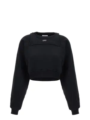 Off White Logo Embroidery Sweatshirt - Black