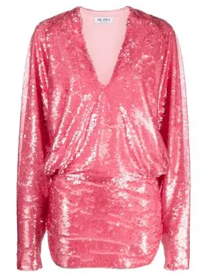 Attico Gael Sequin Mini Dress - Pink