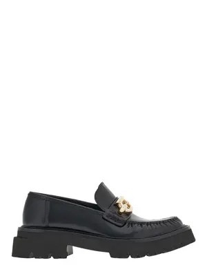 FERRAGAMO Gancio Leather Loafers - Black