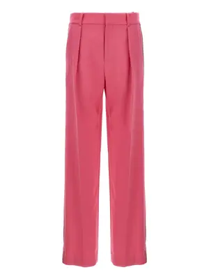 AREA Crystal-embellished Wool Pants - Fuchsia
