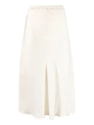 Gold Hawk Velvet Long Skirt - White