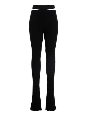 ANDREĀDAMO Ribbed Flared Trousers - Black
