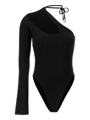 David Koma Asymmetrical Bodysuit - Black